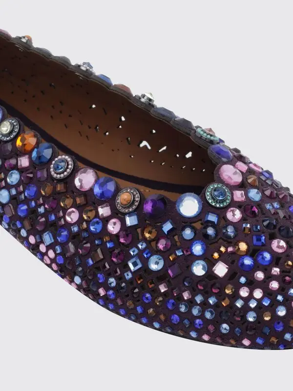 Kurt Geiger Crystal-embroidered Leather Ballerinas