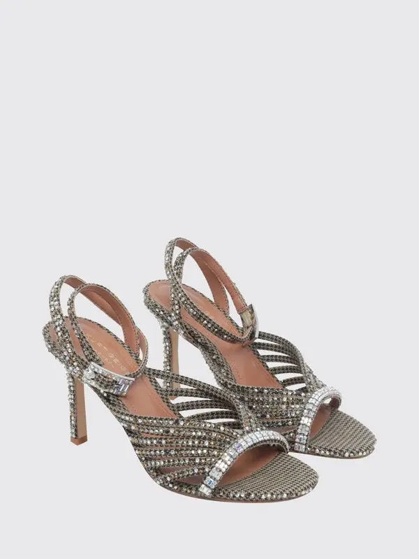 Kurt Geiger Houndstooth Stiletto Heel Sandals With Rhinestone Embellishments