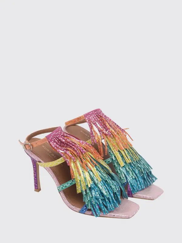 Kurt Geiger Square-toe Stiletto Sandals With Fringe And Rhinestone Embellishments - Multicolor