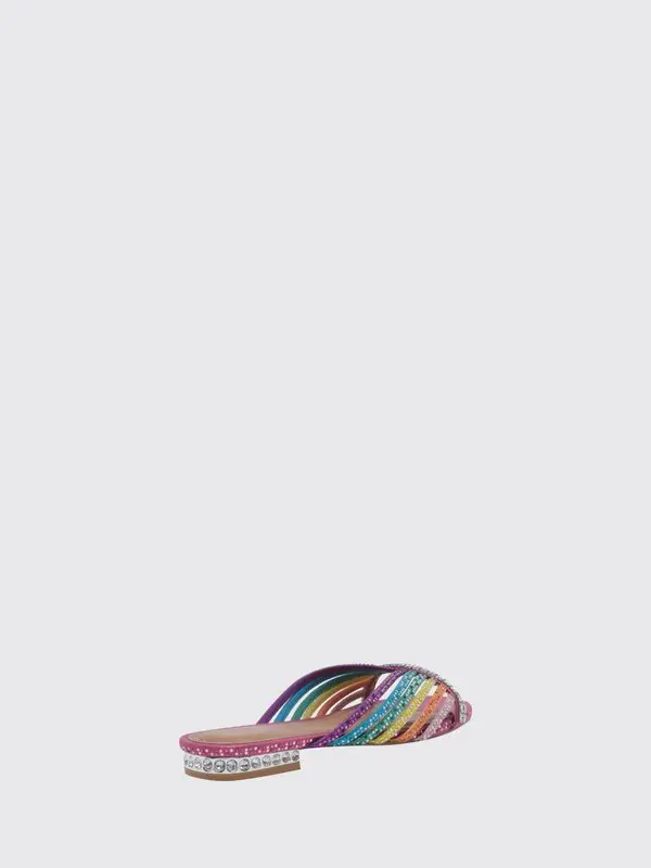 Kurt Geiger Striped Fabric Flat Sandals With Rhinestones