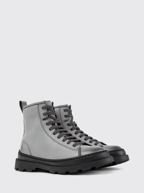 Camper Brutus+ Distressed Effect Calfskin Combat Boots With Zip