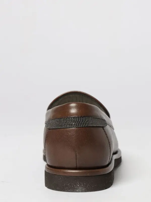 Brunello Cucinelli Smooth Calfskin Loafers With Monili Embellishment