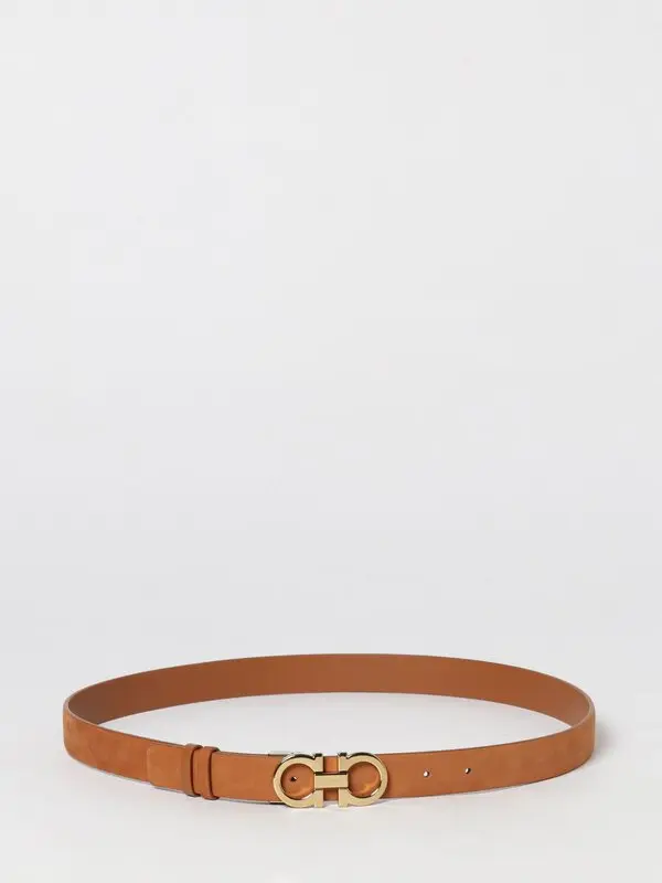FERRAGAMO Reversible Gancini Buckle Nubuck Leather Belt
