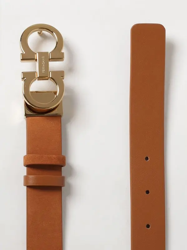 FERRAGAMO Reversible Gancini Buckle Nubuck Leather Belt