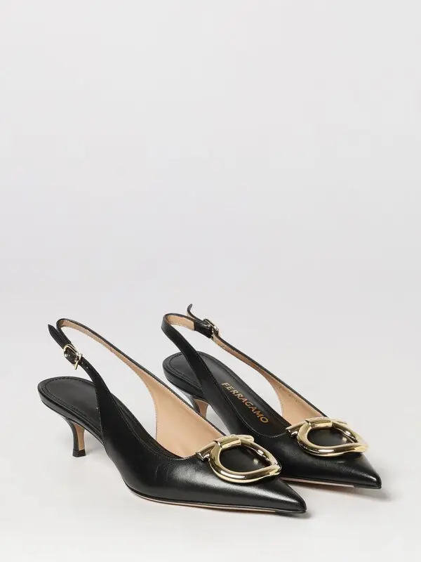 FERRAGAMO Gancini Low Heel Slingback Pumps