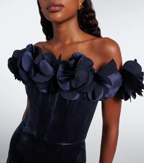 Rebecca Vallance Charles Ruffled Velvet Minidress