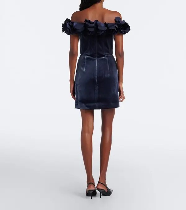Rebecca Vallance Charles Ruffled Velvet Minidress