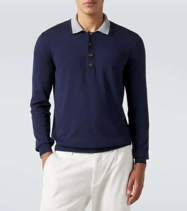 Eleventy Cotton And Cashmere Polo Sweater