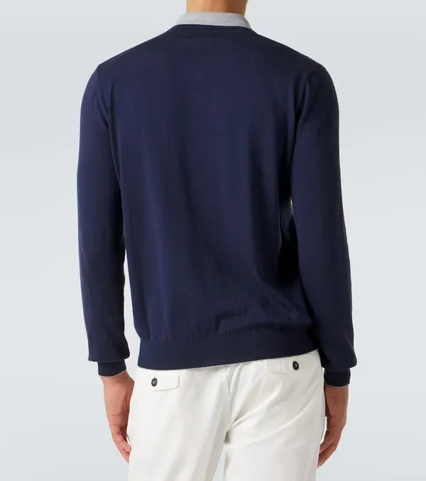 Eleventy Cotton And Cashmere Polo Sweater