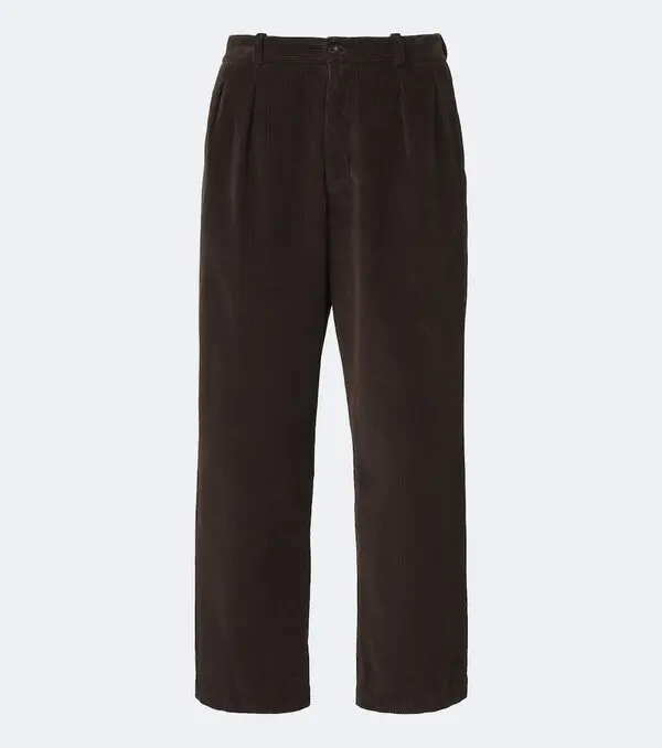 THE ROW Tuxo Pleated Cotton Corduroy Wide-leg Pants - Brown