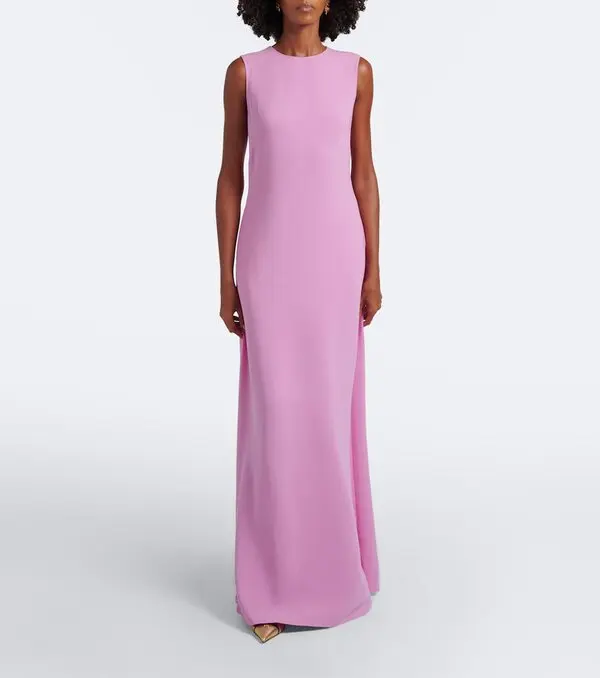 Oscar De La Renta Caped Floral Silk-blend Georgette Gown