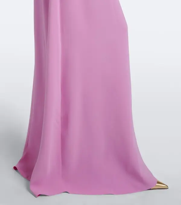 Oscar De La Renta Caped Floral Silk-blend Georgette Gown