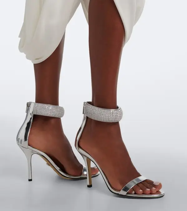 Mach & Mach She's A Lady Embellished Leather Sandals