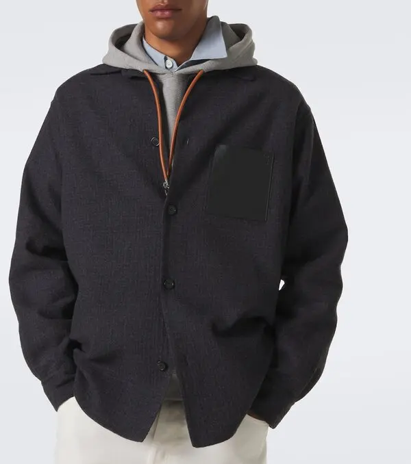 Loewe Leather-trimmed Wool And Silk Overshirt