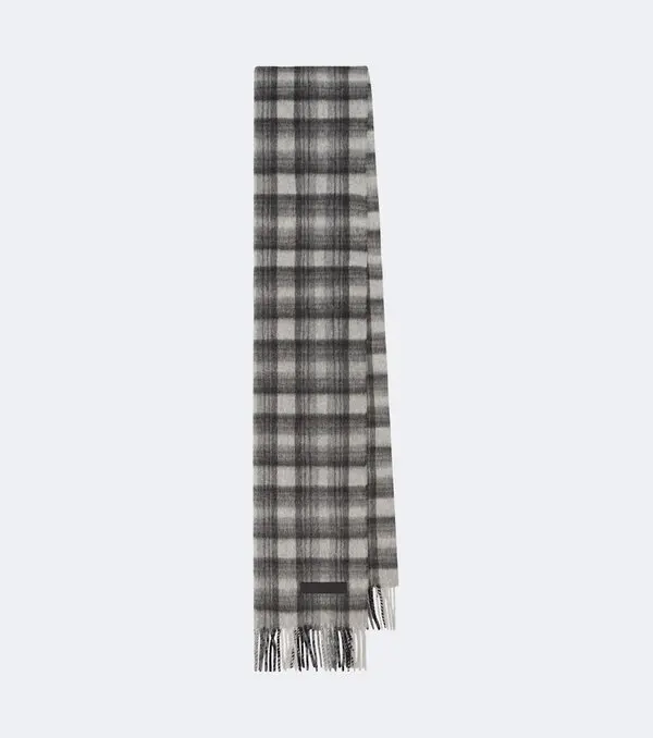 Zegna Checked Fringed Cashmere Scarf