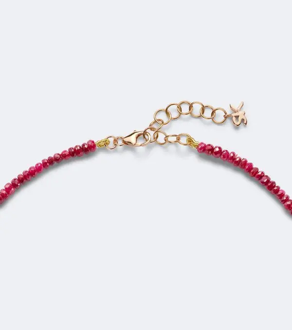 SUZANNE KALAN Infinite 18kt Rose Beaded Necklace With Rubies And Diamonds