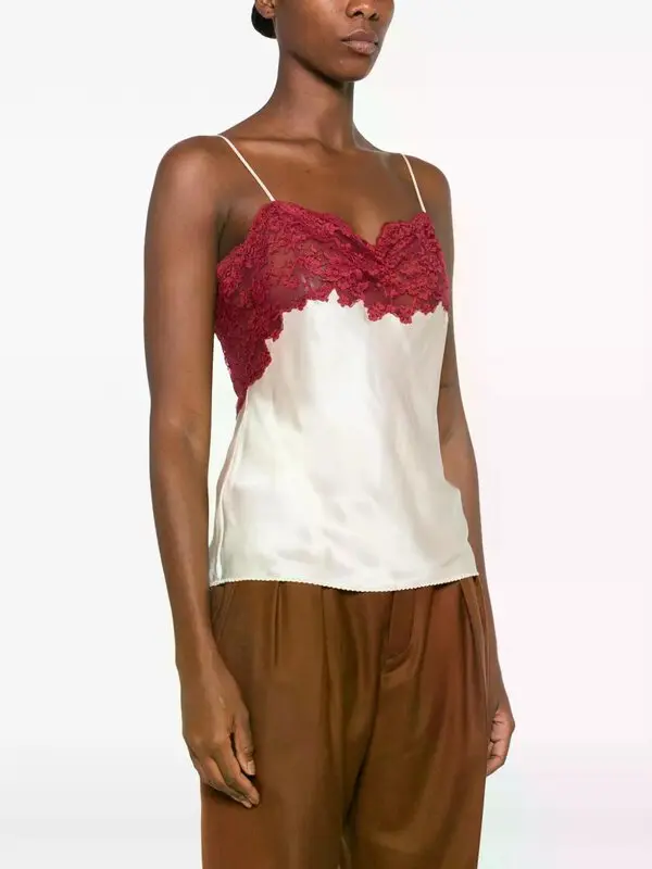 Saint Laurent Lace-trim Silk Satin Blouse