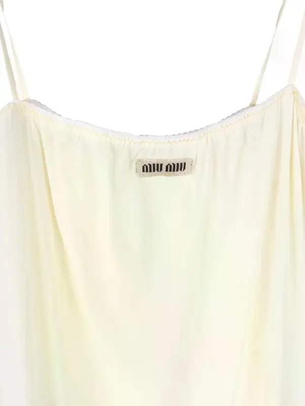Miu Miu Embroidered Marocain Crepe Dress - Neutrals