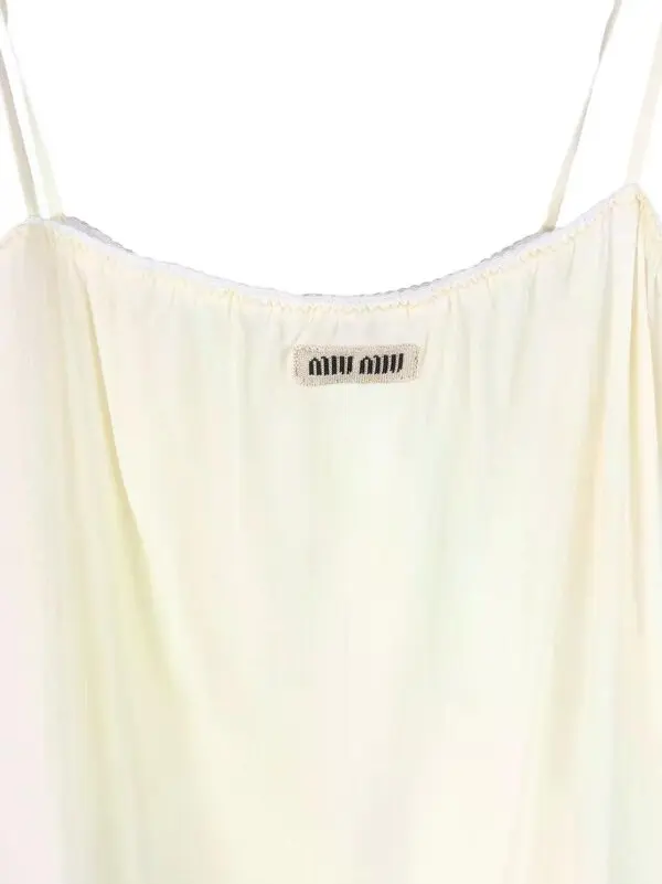 Miu Miu Embroidered Marocain Crepe Dress - Neutrals