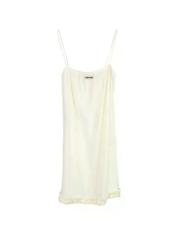 Miu Miu Embroidered Marocain Crepe Dress - Neutrals
