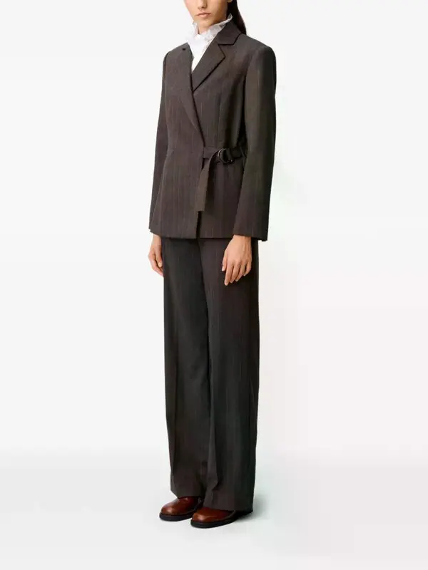 Claudie Pierlot Striped Double Buckle Suit Jacket