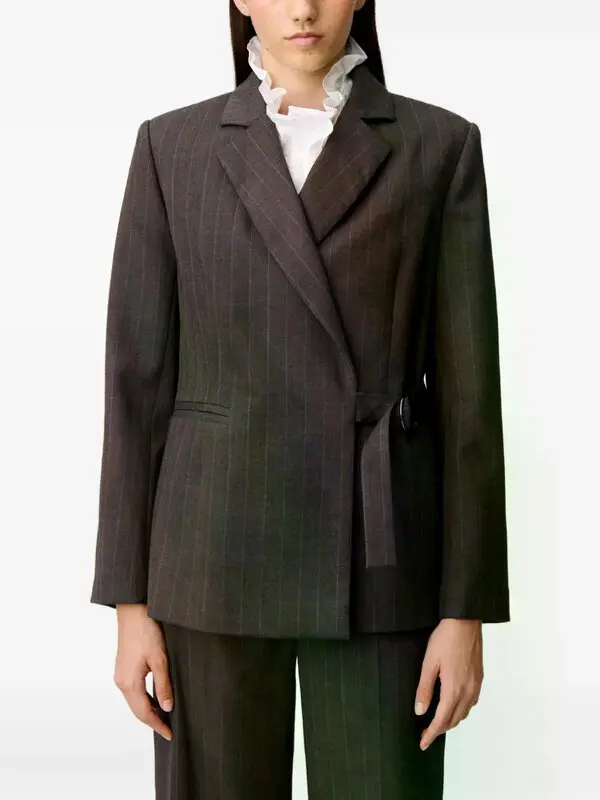 Claudie Pierlot Striped Double Buckle Suit Jacket