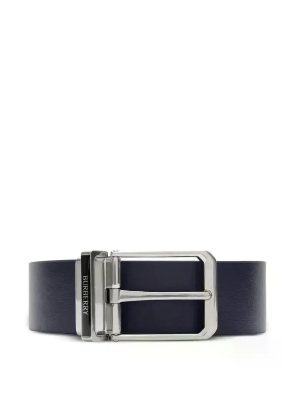 Burberry Reversible Leather Belt With Enameled Logo - Black