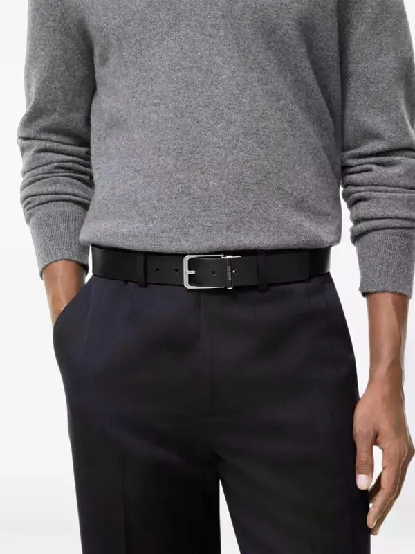 Burberry Reversible Leather Belt With Enameled Logo