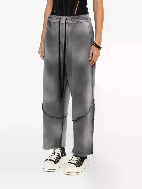 THOM KROM Faded Effect Raw Cut Track Pants
