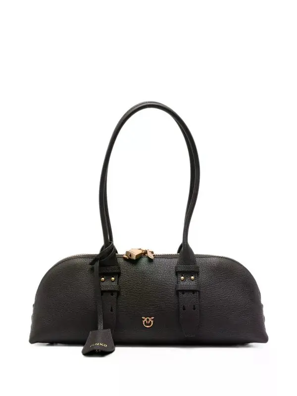 Pinko Big Bowling Horizontal Leather Tote Bag - Brown