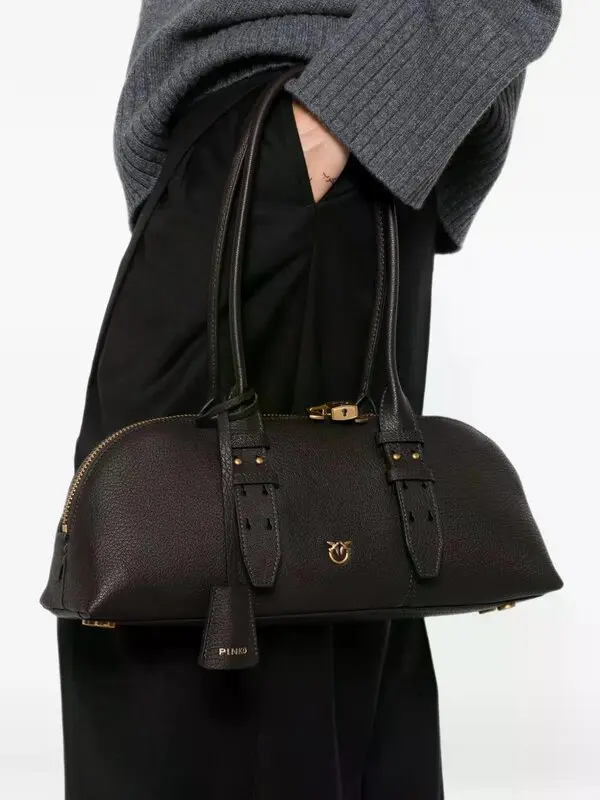 Pinko Big Bowling Horizontal Leather Tote Bag