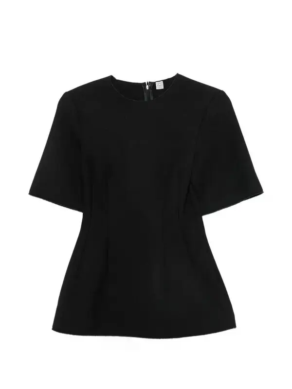 TOTEME Sculptural Short-sleeve Scuba Top - Black