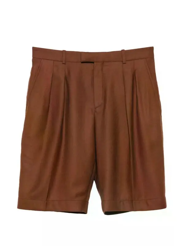 Saint Laurent Pleated Bermuda Shorts - Brown