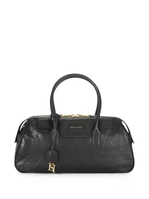 Elisabetta Franchi Medium Boston Bag In Nappa Leather - Black