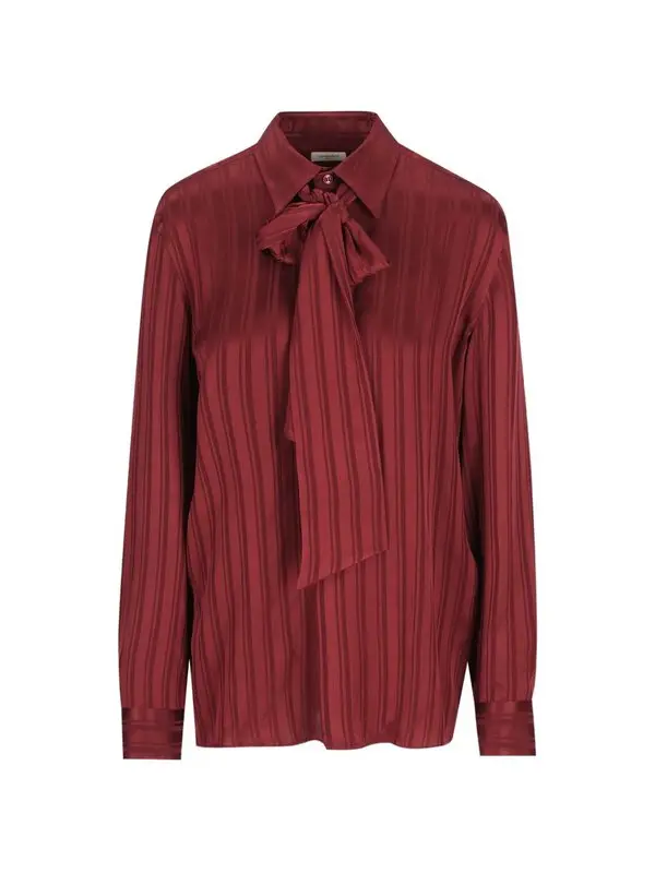 Saint Laurent Striped Silk Shirt - Red