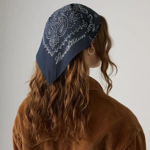LEVI'S Embellished Paisley Cotton Bandana - Blue