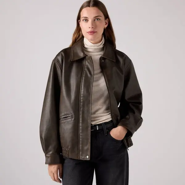 LEVI'S Faux Leather Relaxedbomber - Brown