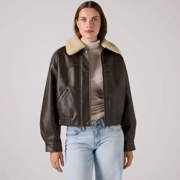 LEVI'S Short Western Bomber Jacket - Brown
