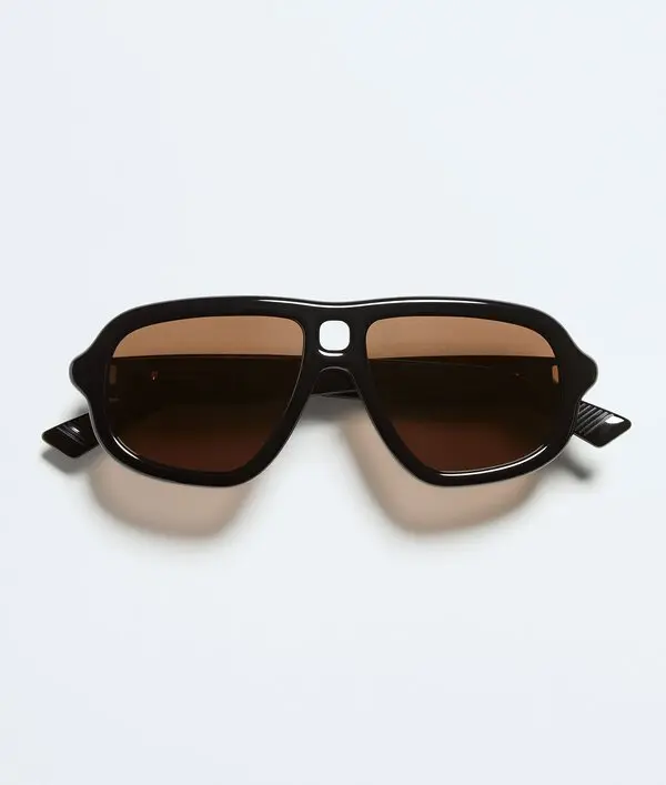 Bottega Veneta Sophia Ribbon Aviator Sunglasses - Black/brown