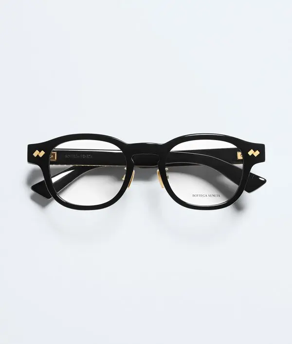 Bottega Veneta Intrecciato Panthos Eyeglasses - Black/transparent
