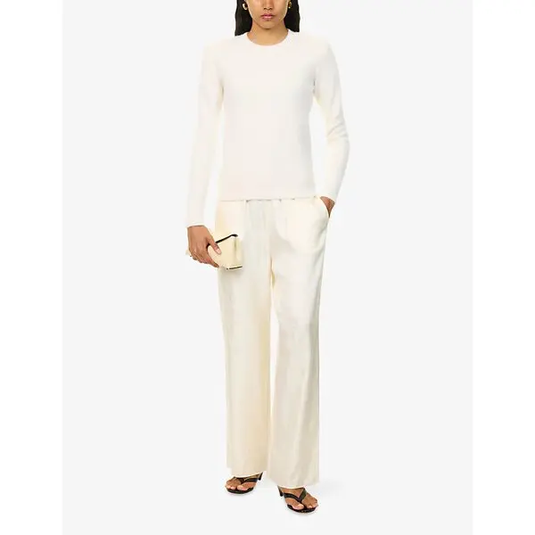 TOTEME Padded-shoulders Round-neck Cashmere Jumper