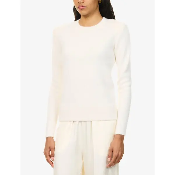 TOTEME Padded-shoulders Round-neck Cashmere Jumper