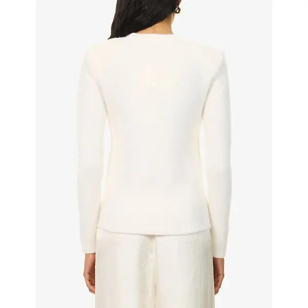 TOTEME Padded-shoulders Round-neck Cashmere Jumper