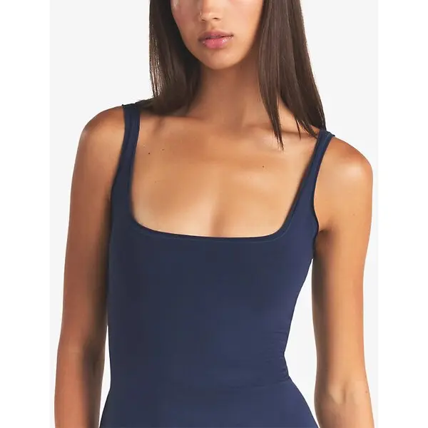 SKIMS Scoop Neckline Cotton-jersey Mini Dress - Navy