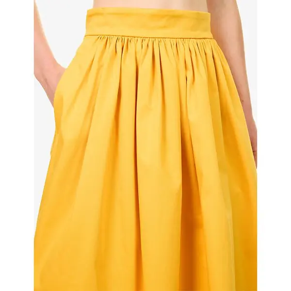 Max Mara Fitted-waist Gathered Cotton Midi Skirt