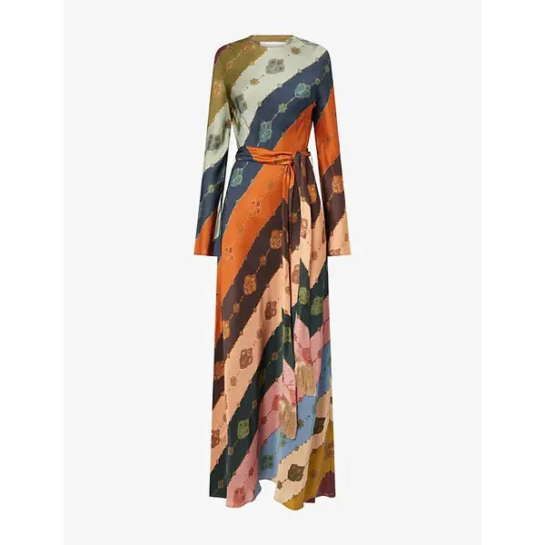 Zimmermann Ascent Bias Woven Maxi Dress - Prism Stripe