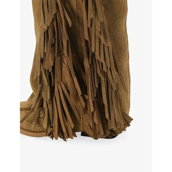 Kurt Geiger Albany Fringed Suede Cowboy Boots