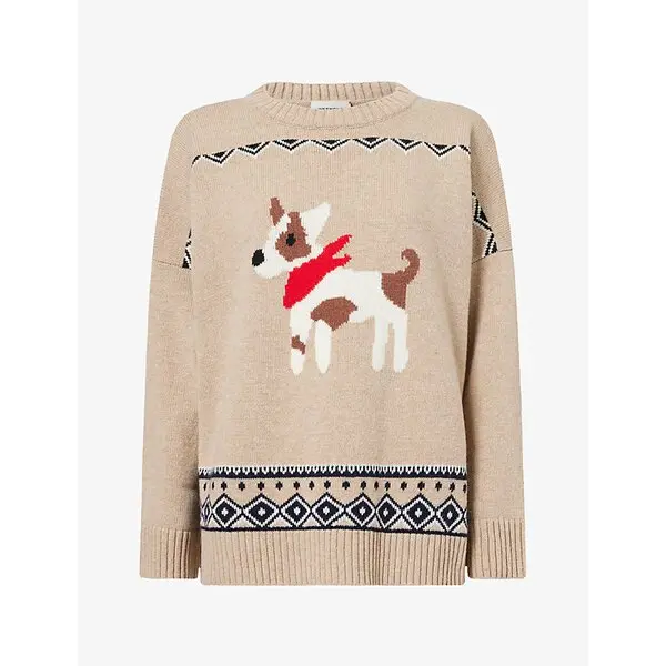 Max Mara Intarsia Motif Wool Jumper - Sand Dog