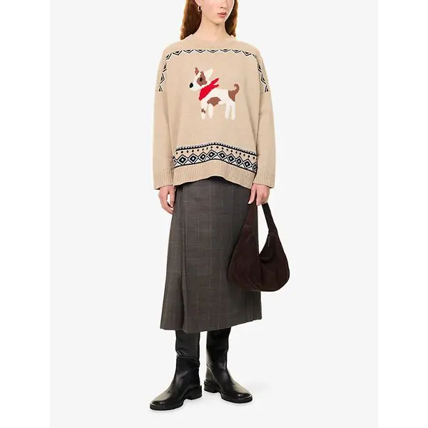 Max Mara Intarsia Motif Wool Jumper