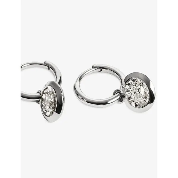 Monica Vinader Sterling And Lab-grown Diamond Oval Huggie Earrings